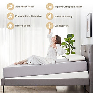 Lazyzizi Wedge Mattress Elevator 7-Inch Inclined Mattress Topper for Acid Reflux, GERD, Neck & Back Pain, Snoring, Under Bed Wedge Mattress with Washable Cover & Non-Slip Bottom for Bedroom, King