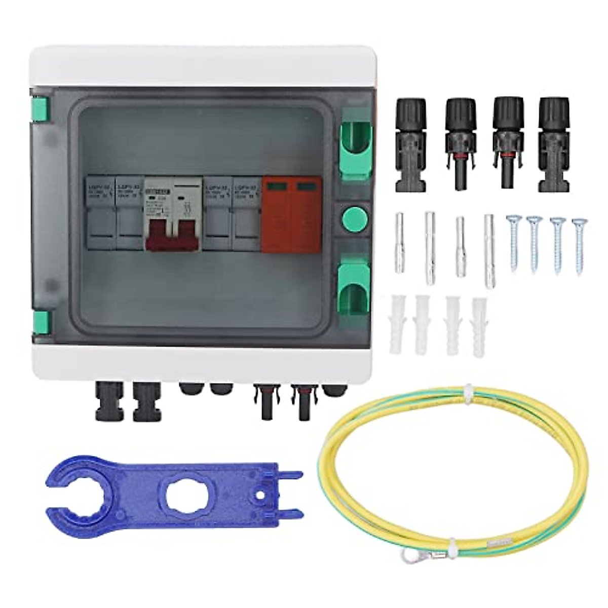 EBTOOLS PV Combiner Box 2 String Waterproof Solar Combiner Box with 15A to Protect PV Solar Panels and Inverters