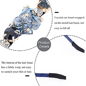 Urieo Thin Rhinestone Headband Bling Crystal Head Bands Diamond Hairband Vintage Parties Hair Accessory for Women (Blue)