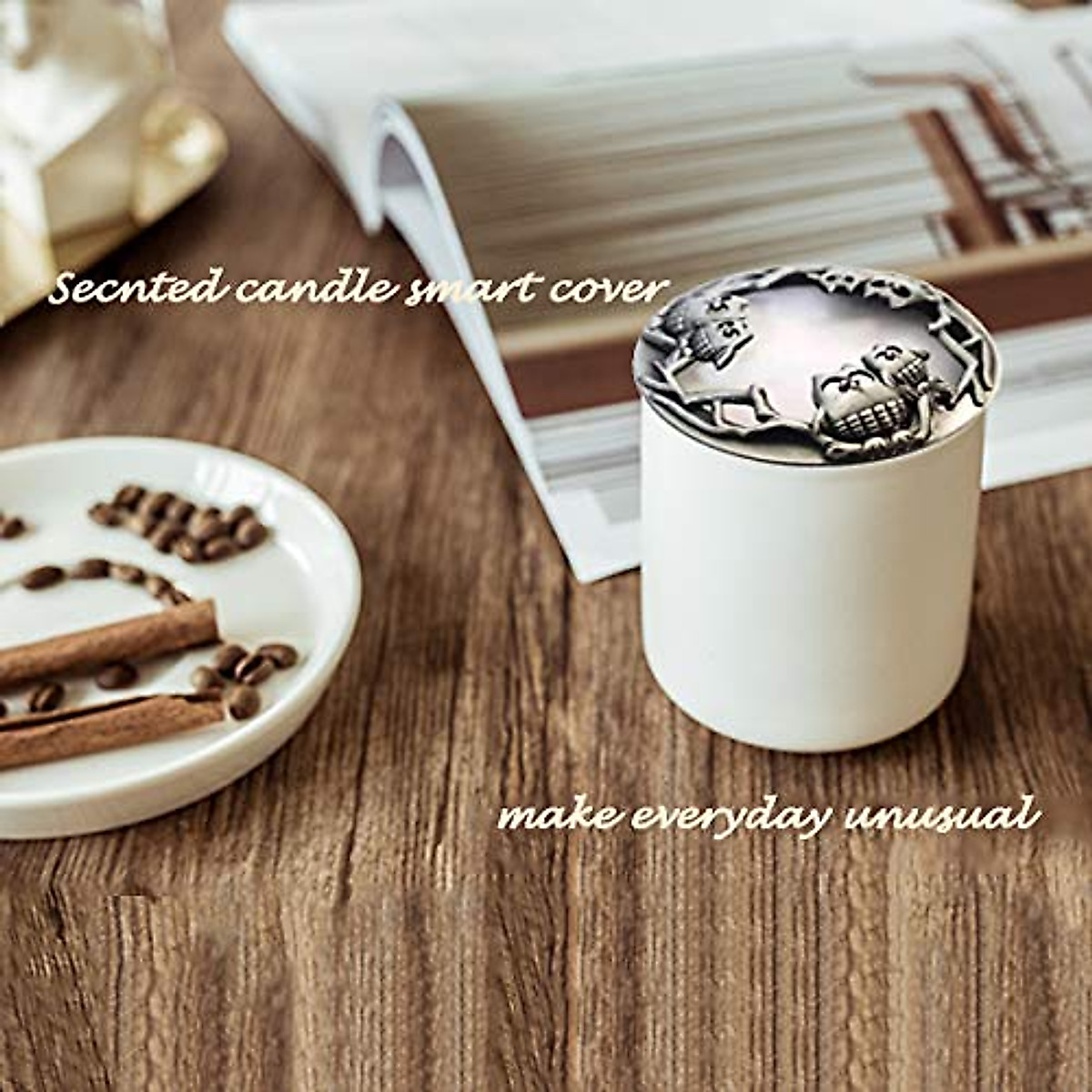 UCINNOVATE Candle Toppers Jar Candle Accessories Shades Sleeves for Jar Candles, Prefect Gift for Halloween Thanksgiving Christmas Candle Lover(Sliver Antique Owl Patterns)