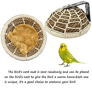 Bird Breeding Nest Parakeet Bed for Cage Parrot Hatch House Handmade Cotton Weave Hemp Rope Nesting with 3pcs Perchs for Budgie Cockatiel Conure Canary Finch Lovebird