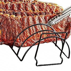 Kona Rib Racks for Grilling and Smoking - Easy to Clean Reversible Non-Stick BBQ Smoker Rib Rack for Smoking Up to 6 Full Racks of Ribs, Perfect Smoker Accessories Gifts for Men
