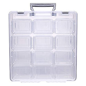 AB Designs 6965ABD Super Satchel with 9 Small Bins Inside, Stackable Home Storage Organization Container, Clear with Sliver Latches and Handle