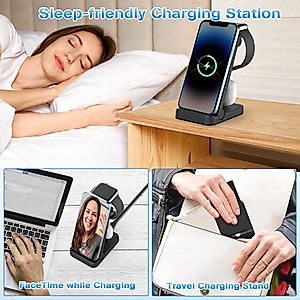 Charging Station for Apple Multiple Devices, １８𝐖 𝐅𝐨𝐥𝐝𝐚𝐛𝐥𝐞 ３ 𝐢𝐧 １ Charger Dock Stand for iPhone 14 Pro Max/13/12/11/X/8 Plus, Fast Charger Station Suitable for iPhone, iWatch, AirPods