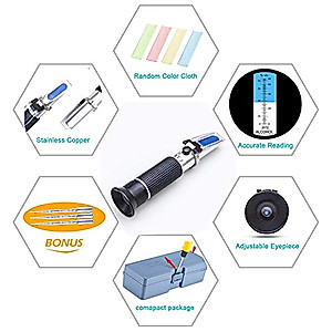 SMARTSMITH Alcohol Refractometer for Spirit Alcohol Volume Percent Measurement with Automatic Temperature Compensation (ATC), Range 0-80% v/v.Alcohol Refractometer for Spirit Alcohol Volume Percent
