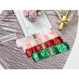 Allegra K Womens Elastic Waist Belt Sequins Decor Metal Interlock Buckles Belts for Dresses 60cm/23.62" Orange