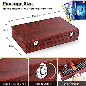 Art Supplies, iBayam 150-Pack Deluxe Wooden Art Set Crafts Drawing Painting Kit with 1 Coloring Book, 2 Sketch Pads, Creative Gift Box for Adults Artist Beginners Kids Girls Boys