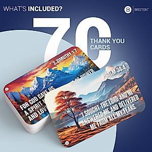 70 Bible Verse Encouragement Cards (7 Verses 10 of Each) - Blank Back Kudos Thank You Appreciation Inspirational Religious Christian Scripture Quotes Prayer Mini Postcards - Teachers, Mom & Dad Gift