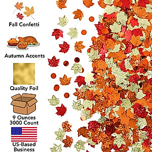 Iconikal Autumn Leaves Confetti, Bulk Party Foil, 3,000-Count