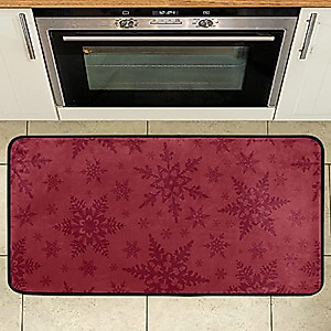ALAZA Kitchen Mat Red Snowflake Anti Fatigue Standing Mat for Office, Laundry Room and Stand-up Desks