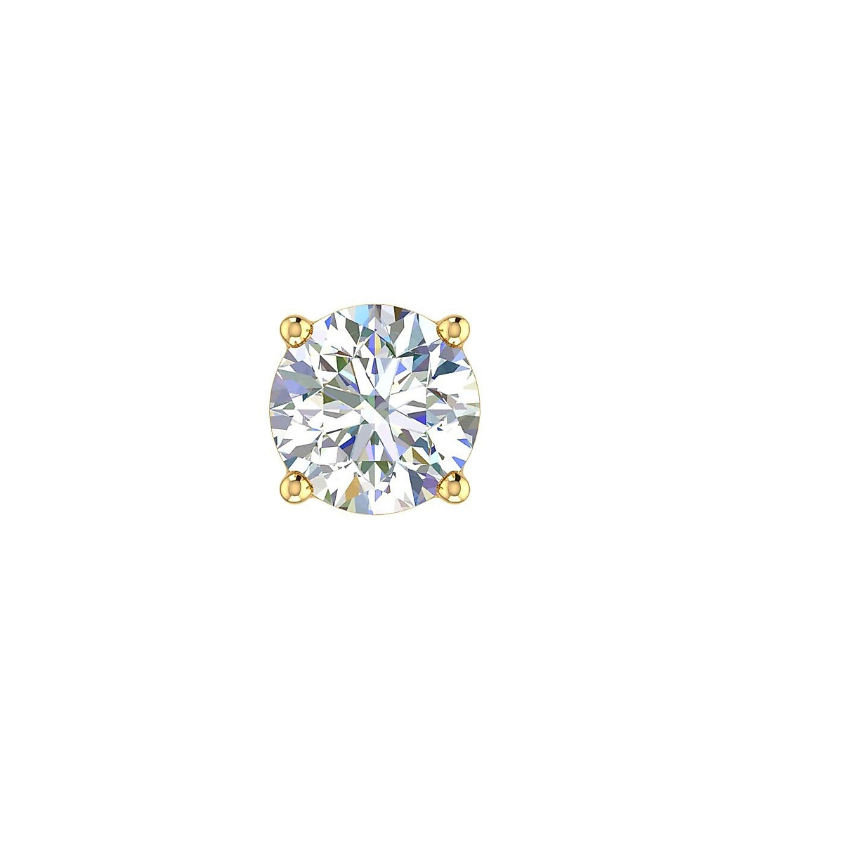 1/4 Carat 4-Prong Set Diamond Unisex Stud Earring in 14K Yellow Gold (Single Piece)