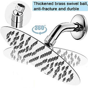 Katezon 8 Inch Rain Shower Head, Ultra-Thin Design, High Pressure Large Flow Stainless Steel Rainfall Shower Head, Waterfall Showerhead Universal Wall Ceiling Mount, California Certified (Chrome)