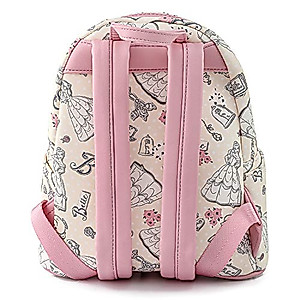 Loungefly Disney Beauty and the Beast Belle All Over Print Womens Double Strap Shoulder Bag Purse