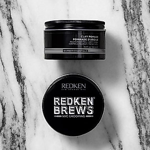 Redken Brews Clay Pomade For Men | Men's Volumizing Clay Pomade | Long-Lasting High Hold | Matte Finish | For Fine And Medium Hair Types | 3.4 Fl. Oz