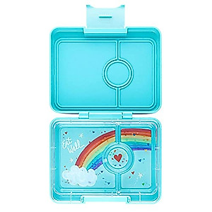 Yumbox Snack Box - 3 Compartment Leakproof Bento Lunch Box for Kids (Misty Aqua with Rainbow Tray)