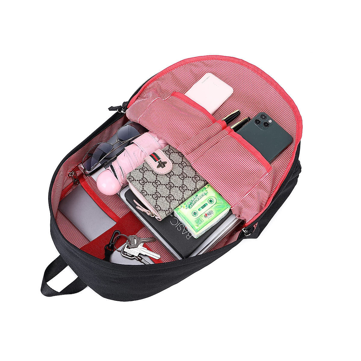 Acmebon Casual Waterproof Backpack for Girl and Boy Pure Color Bookbag for Teen Black