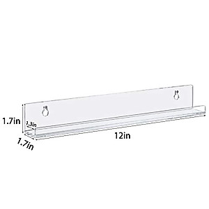 FEMELI Vinyl Record Shelf Wall Mount - 6 Pack 12-inch Clear Acrylic Album Record Holder Display Rack - Art for the Records Collector