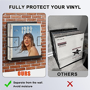 Vinyl Record Holder, 2Pack Wall Mount Vinyl Record Storage Holder, Heavy Duty Metal Vinyl Record Display Shelf, Fits 30 LP's Vinyl Records Organizer Stand, Black