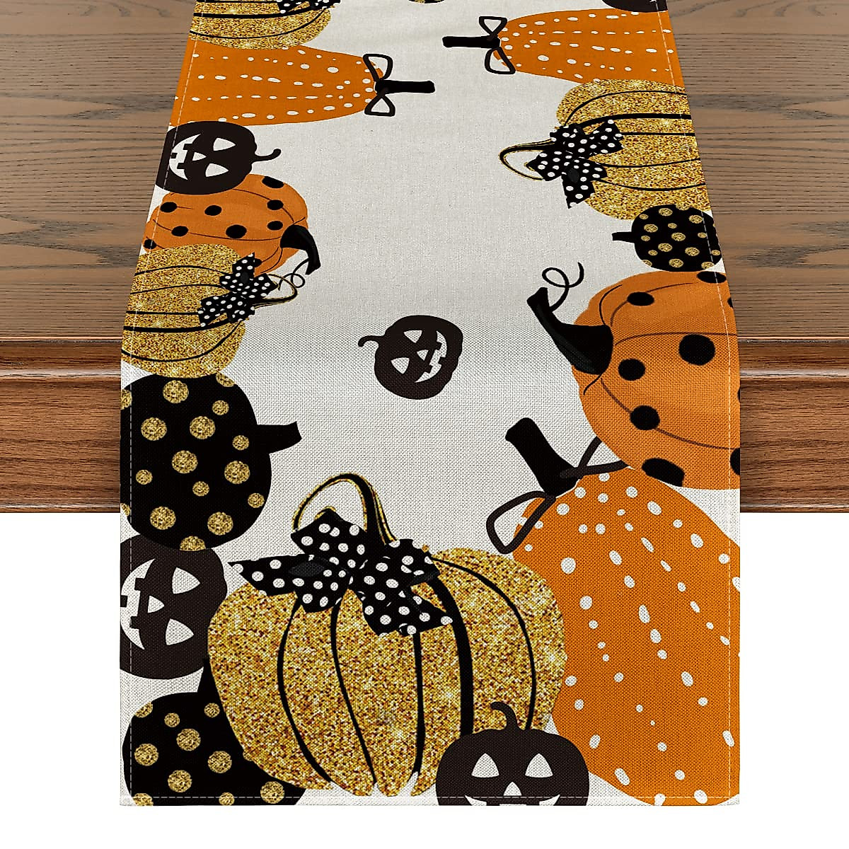 Artoid Mode Halloween Jack-O-Lantern Pumpkin Table Runner, Holiday Kitchen Dining Table Decoration for Indoor Outdoor Home Party Decor 13 x 72 Inch