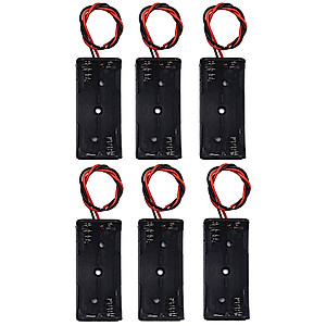 LAMPVPATH (Pack of 6) AAA Battery Holder, 2 X 1.5V AAA Battery Holder with Leads, AAA Battery Holder with Wires