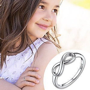 Bestyle S925 Sterling Silver Women Promise Rings Infinity Love Engagement/Wedding Band for Women, High Polish Cute Plain Finger Silver Rings,Size 10