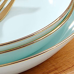 KOWMcp Dinner Plates 4PCS Orcelain Dinner Plates Set 20.7cm Ceramic Dinnerware Dishes Set, Round Shape, Blue, Microwave Safe