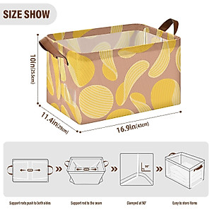 VKPSCHJ Potato Chips Pattern Printed Storage Bins Collapsible Storage Baskets with Handles, Foldable Storage Boxes for Closet Shelf Office Organizer
