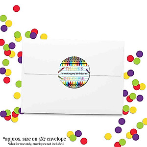 Crayon Thank You Birthday Party Sticker Labels, 40 2" Party Circle Stickers by AmandaCreation, Great for Party Favors, Envelope Seals & Goodie Bags