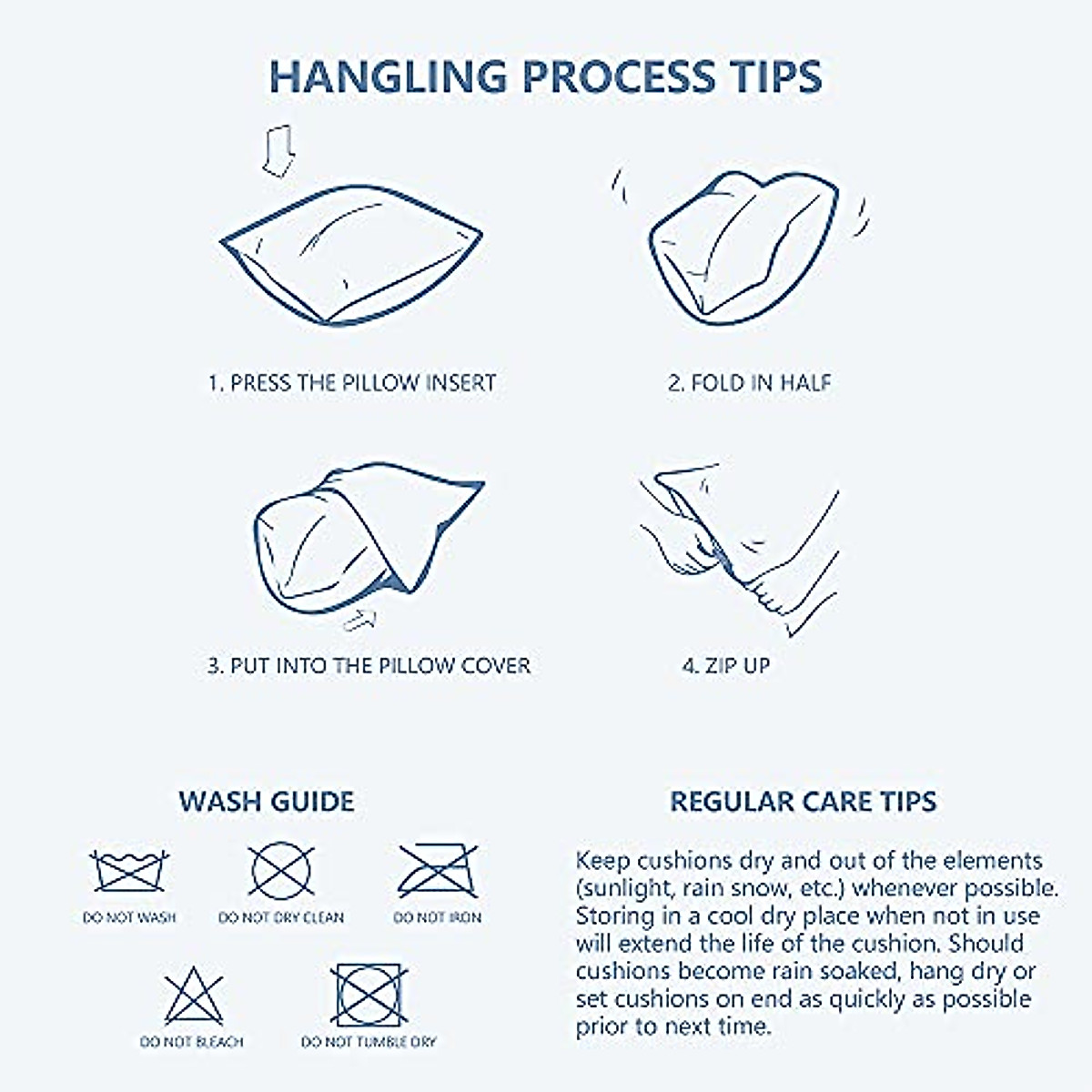 LVTXIII Set of 2 Patio Lumbar Pillows, 12”x20” Fade Resistant Outdoor Lumbar Pillow with Inners, Fluffy Decorative Garden Lumbar Cushions for Home Patio Coach Sofa Use, Pebble Blue