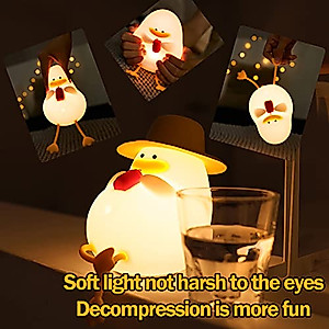 NICE POINT Fun Night Light for Kids, Cute Squishy Duck Bedside Lamp, Kawaii Animals Silicon Light Up for Boys and Girls, LED Decor Nightlight for Toddler Bedroom and Kid Room.