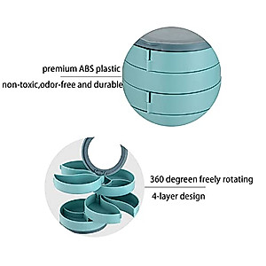 Jewelry Organizer Small Rotating Jewelry Storage Case, Mirror Jewelry Storage Box Earring Holder for Women, 4-layers Rotating Travel Jewelry Tray Case with Lid for Earrings Necklaces