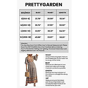 PRETTYGARDEN Women's Casual Summer Boho Floral Print Dress V Neck Short Sleeve High Waist Long Maxi Beach Dresses (White Floral,Medium)