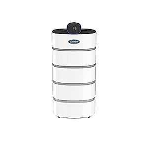 Carrier® Air Purifier for Home Allergies and Rooms up to 400 Sq Ft, Filters Pet Dander, Dust, Pollen, Smoke, Reduces Odor, 360 Degree Filtration with Included Air Filter, Air Quality Sensor, White