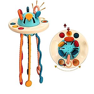 Baby Toys 6-12-18 Months, Sensory Montessori Toys for Babies 6 7 8 9 10 12 Months Busy Car Ride Travel Toys for Toddlers 1-3 Soft Silicone Pull String First Birthday Gifts for 1-3 Year Old Girl Boy
