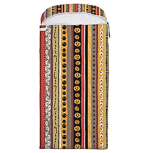 Portable Sleeping Bag Sleep Bag Cover Mat for Travel Camping Hiking Women Men Adult 3 Seasons Vintage Happy Halloween Geometric Stripes