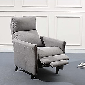 olimix Push-Back Recliner Living Room Chair Recliner Chair Fabric Small Recliner Single Sofa Home Theater Chairs Reclining Chair Padded Seat Backrest for Adults, Recliner Sofa 19.7” Seat Width (Grey)