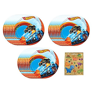 Hot Wheels Wild Racer Party Supplies Bundle Pack includes 24 Dessert Paper Plates