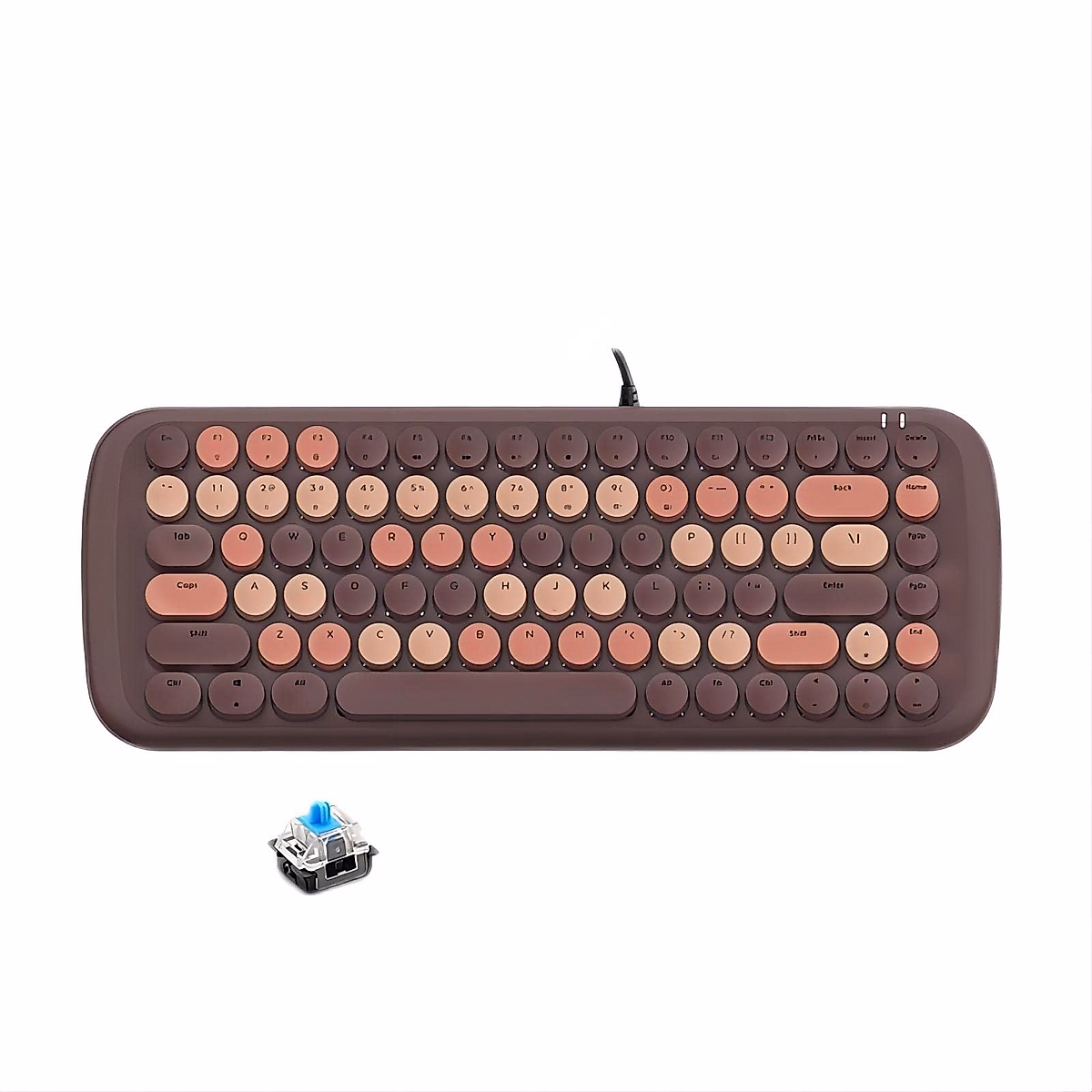 Mechanical Keyboard Wired 84 Keys Gaming Keyboard Mixed Color Retro Round Keycaps Keyboard for PC Gamer/Office/Home ​Computer (Color: Chocolate/Cherry Blossom Pink) (Color : Chocolate)