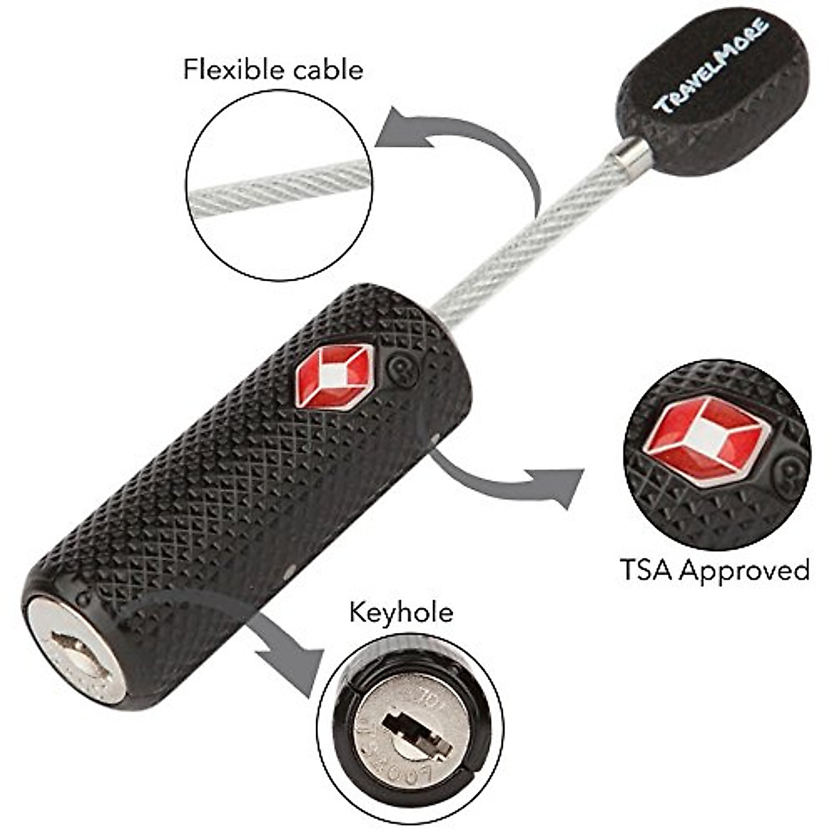 4 Pack TSA Approved Luggage Locks with Keys for Travel – Flexible Ultra Secure Mini Key Padlock & Metal Zinc Alloy Material – Black