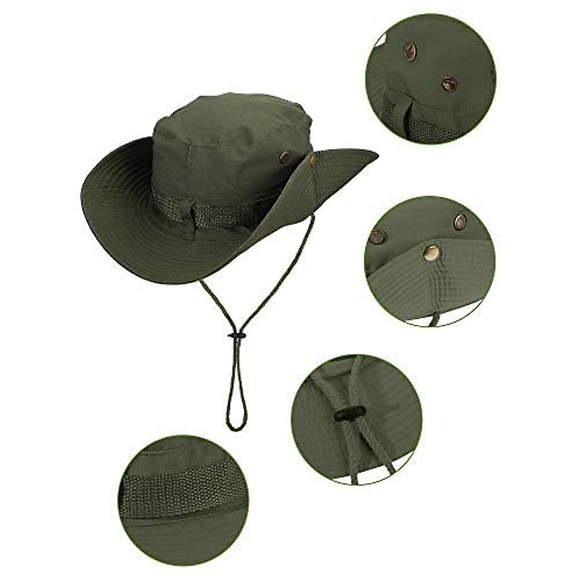 Boao 2 Pieces Sun Hats for Men Women Wide Brim Safari Bucket Hat Boonie Hat UV Protection Fishing Hiking Summer(Black, Khaki)