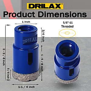 Diamond Hole Saw for Angle Grinders Masonry Concrete Granite Quartz Porcelain Ceramic Tile Hole Saw Brick 5/8"-11 Threaded Connection Heavy Duty Diamond Core Hole Saw Dry (1-1/4 inch)