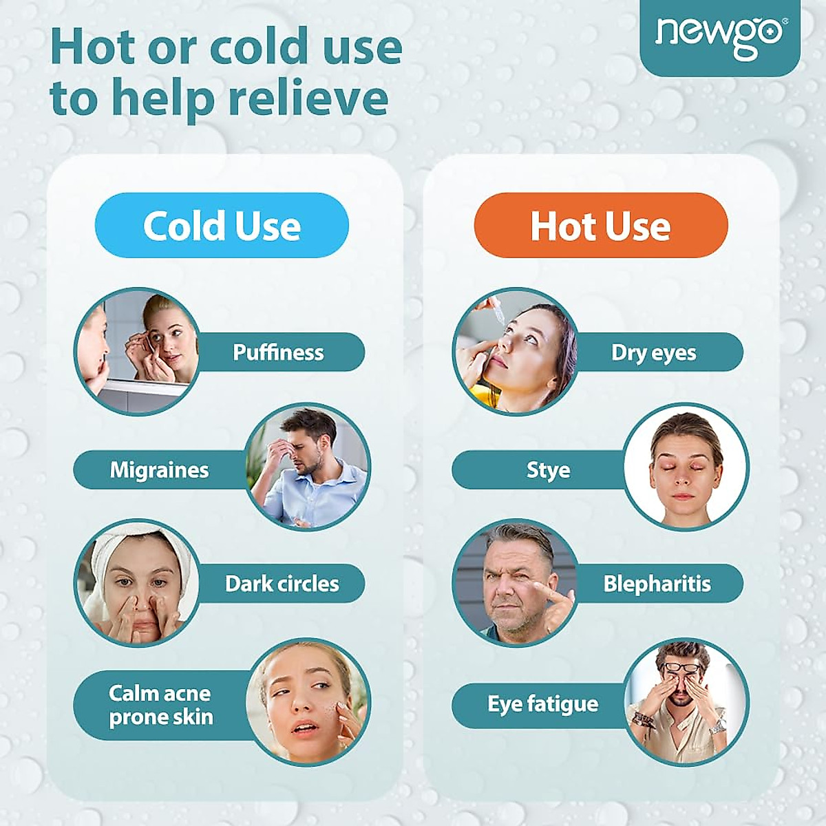 NEWGO Cooling Eye Mask Cold Eye Mask for Puffy Eyes, Eye Ice Pack Ice Eye Mask for Tired Eyes, Eyes Surgery, Migraines, Stress Relief, Itchy Eyes, Skin Care, Eye Spa - Blue