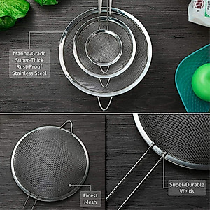 Eleen Stainless Steel Strainer | Set of 3 Kitchen Strainers Available Sizes (S,M,L) | Perfect Strainers for Kitchen Use | Mesh Strainer with Durable, Strainers fine Mesh for Tea, Pastas, Vegetables