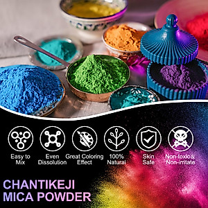 CHANGTIKEJI Mica Powder，63 Color-10g/Bottle of Natural Pigment Powder for Epoxy Resin，Lip Gloss，Eye Shadow,Paint, Dye,Soap Making,Nail Polish,Candle Making,Bath Bombs