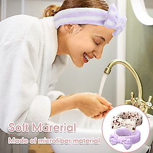 Giegxin 48 Pieces Spa Headband Bulk Bow Hair Band Facial Makeup Headbands Fluffy Plush Headband for Women Washing Face Spa Shower Cleansing (Cute Pattern)