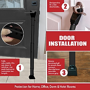 Product Trend Door Security Bar, 2-Sets Adjustable-Length Portable Door Bar for Hinged and Sliding Doors, Home Safety and Travel Security, Extends 28 Inches to 45 Inches, Grey