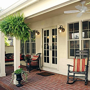 LOG BARN Outdoor Wall Light，Farmhouse Exterior Lantern in Black with Seeded Glass for Porch Barn A03356, 1-Light Light