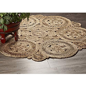 LR Resources Jute LR12031-NAT40RD Natural Round X 4 ft Indoor Area Rug, 4' x 4'
