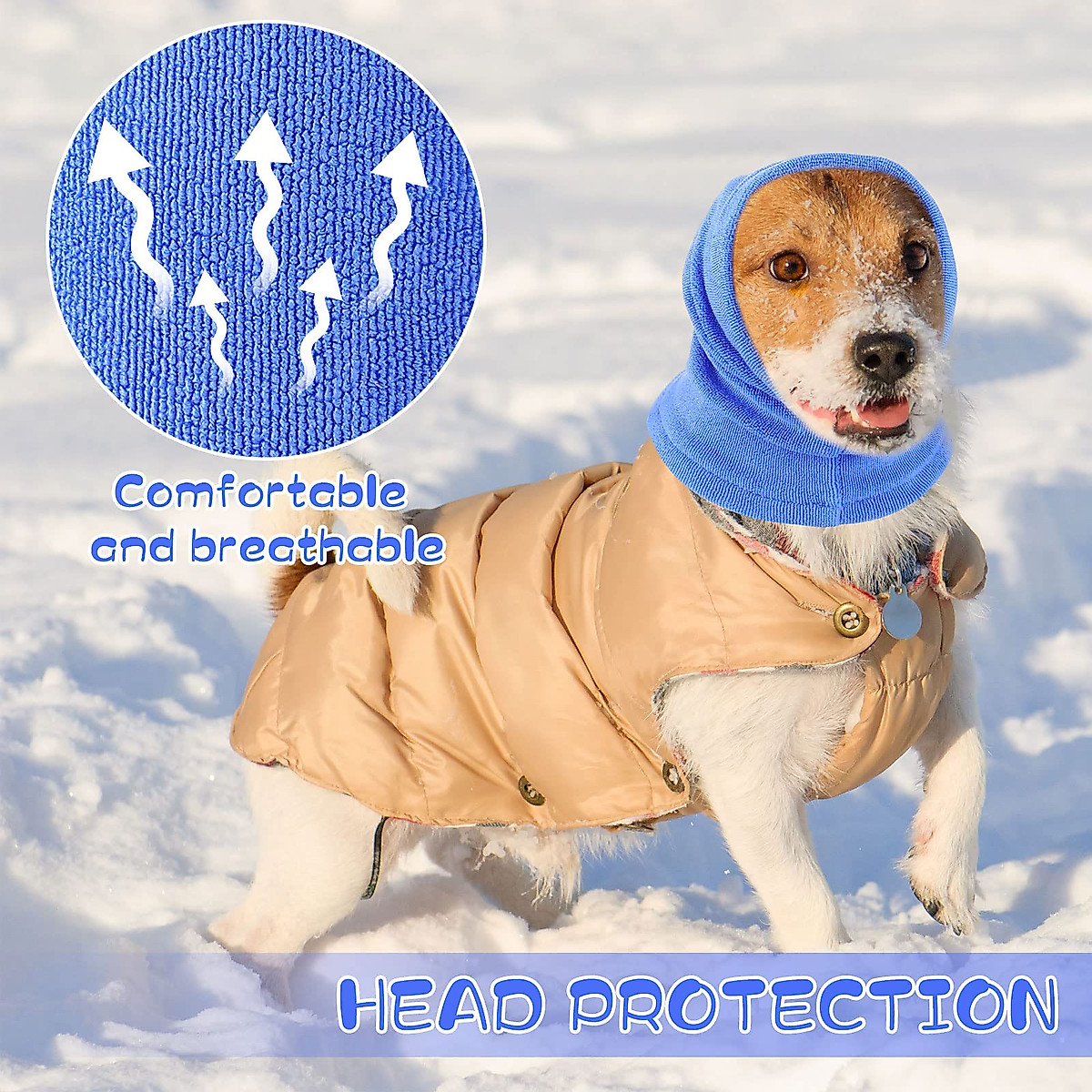 5 Pcs 3 Size Dog Head Wrap Neck Warmer Dog Neck and Ears Warm Winter Dog Pet Dog Snood Ear Cover Ear Wraps Sound Proof for Calming Cat Dog Anxiety Relief Grooming Bathing Noise Protection