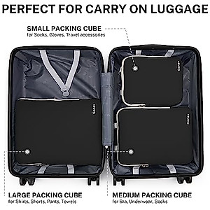 Gonex Compression Packing Cubes,3pcs L+M+S Expandable StorageTravel Bags Luggage Organizers(Black)